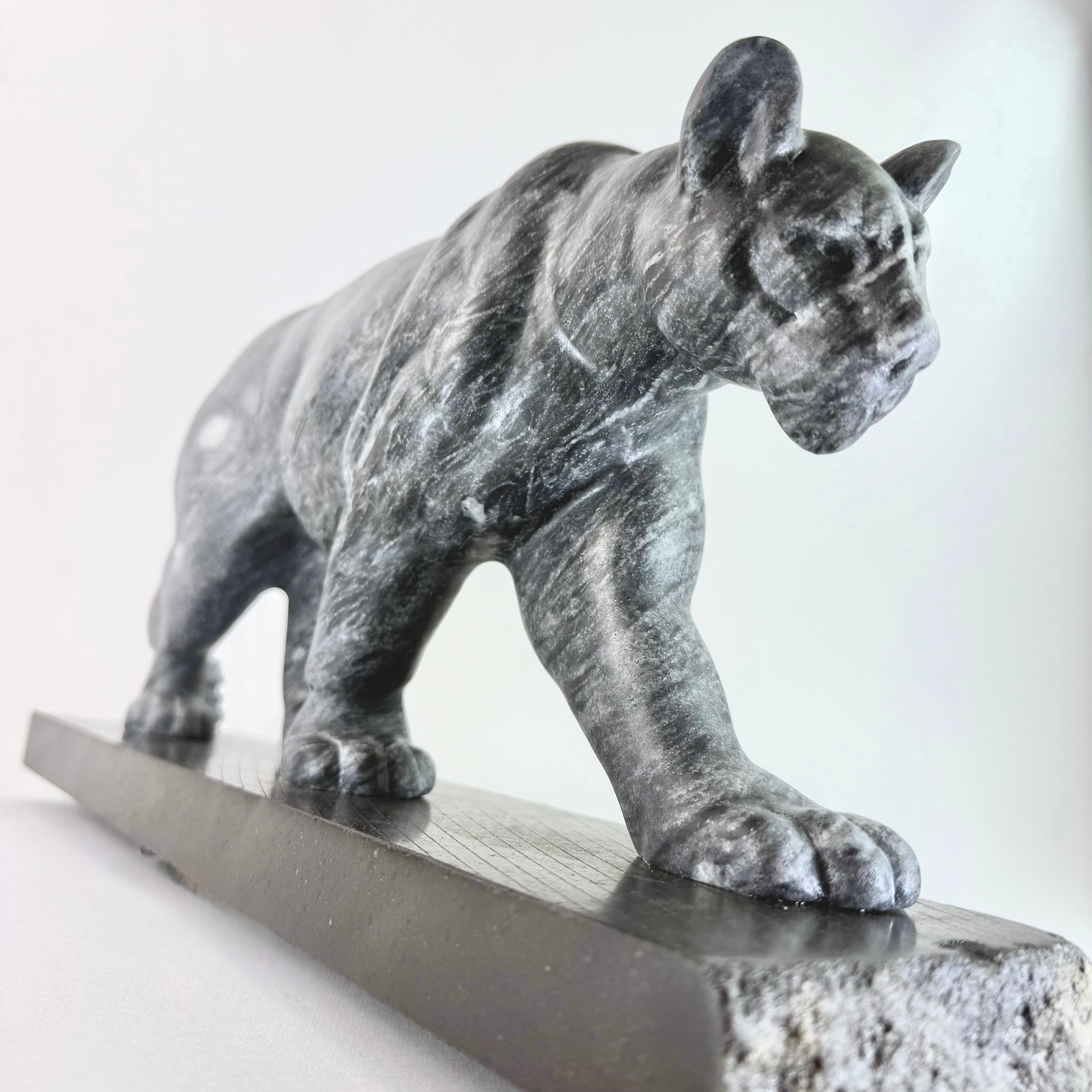 Cougar — Hand-Carved Vancouver Island Gray Marble Sculpture | Canadian ...
